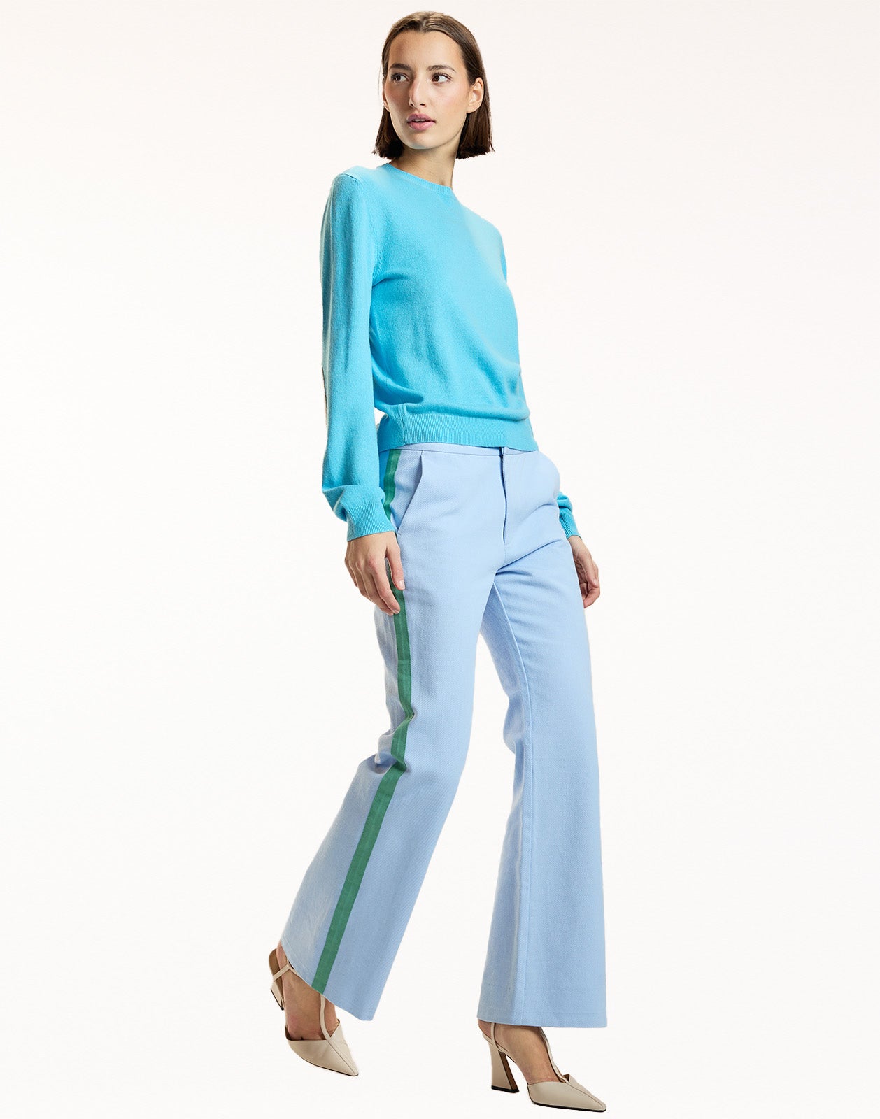 CYNTHIA ROWLEY Cynthia Rowley Side Stripe Cropped Flare Trousers